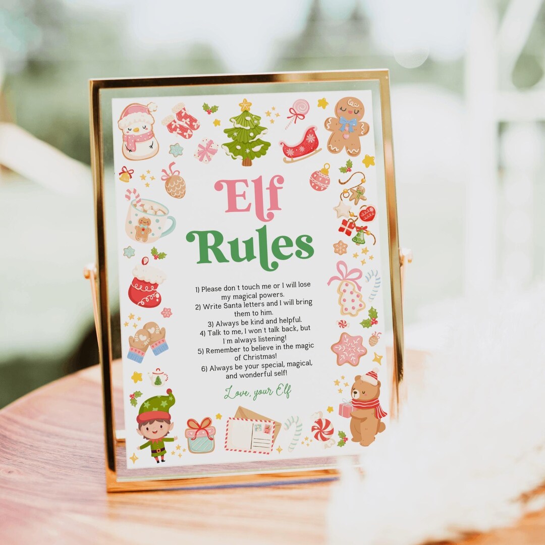 Christmas Elf Rules Sign – Elf Arrival Magic Rules, Do Not Touch Elf ...