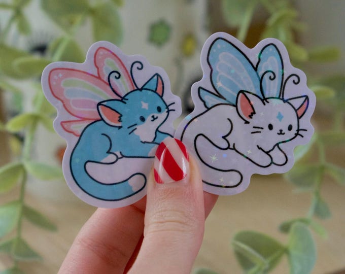 Sparkly Fairy Cat Stickers | Cute, Kawaii Holographic - Etsy