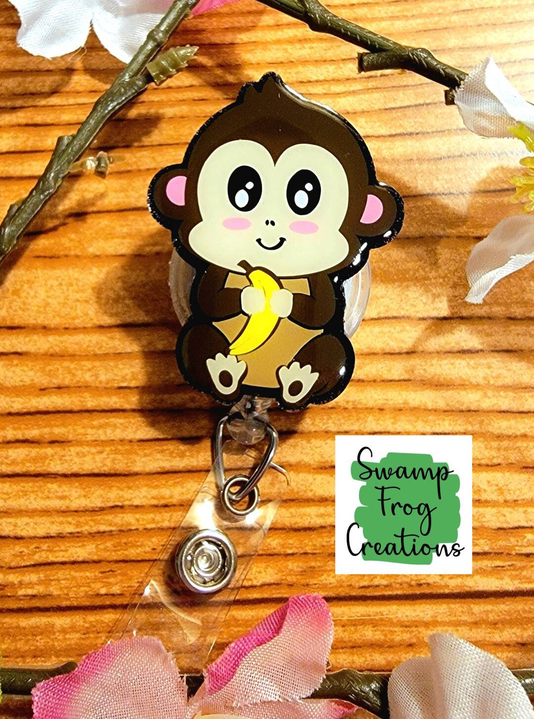 Cute Monkey Badge Reels, Birthday Gift for Her Best Friend, Nurse Badge ...