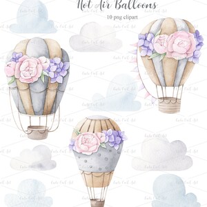 Hot Air Balloon Watercolor Clipart Kids Clipart Nursery | Etsy