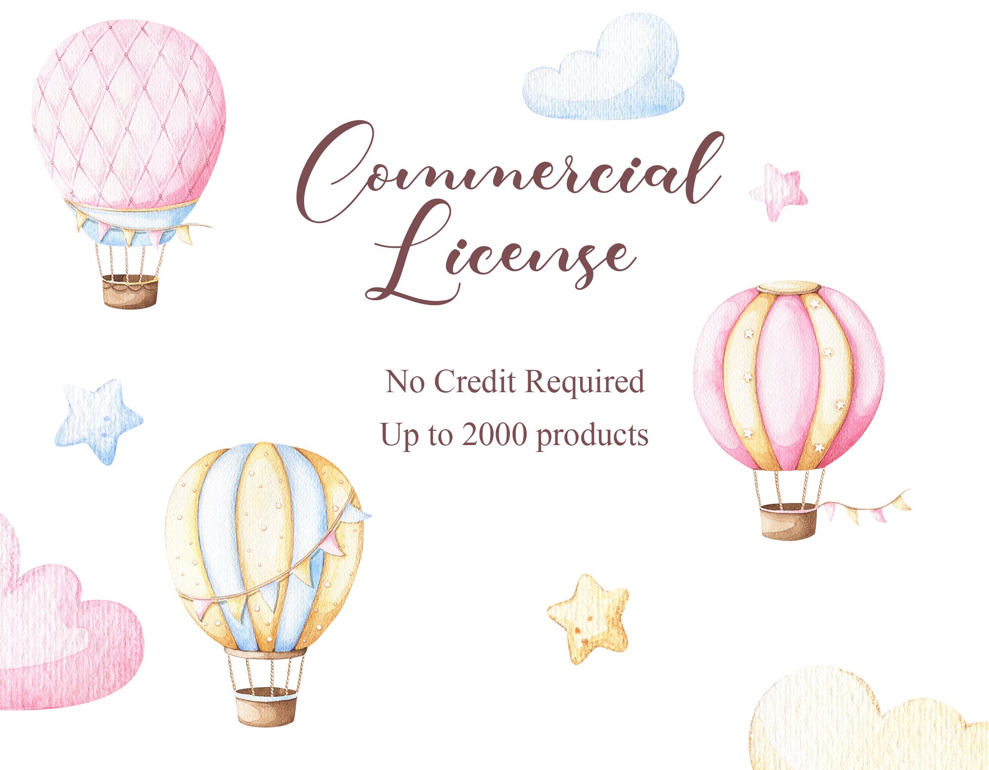 Commercial License - Digital Download - Printable Clipart - Watercolor ...