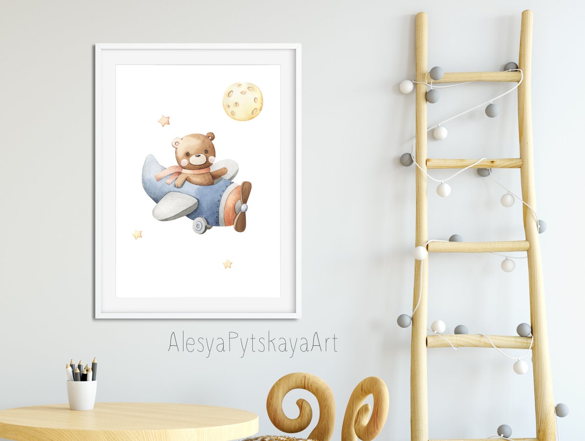Set of 3 Bear Print Baby Boy Print Newborn Printable Blue - Etsy