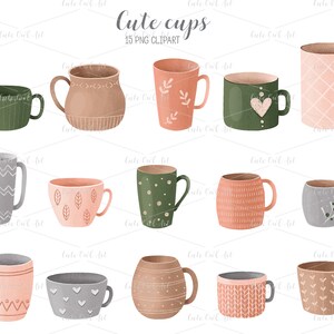 Watercolor Cups Clipart, Mug Clipart, Cup of Tea, Cup of Coffee ...
