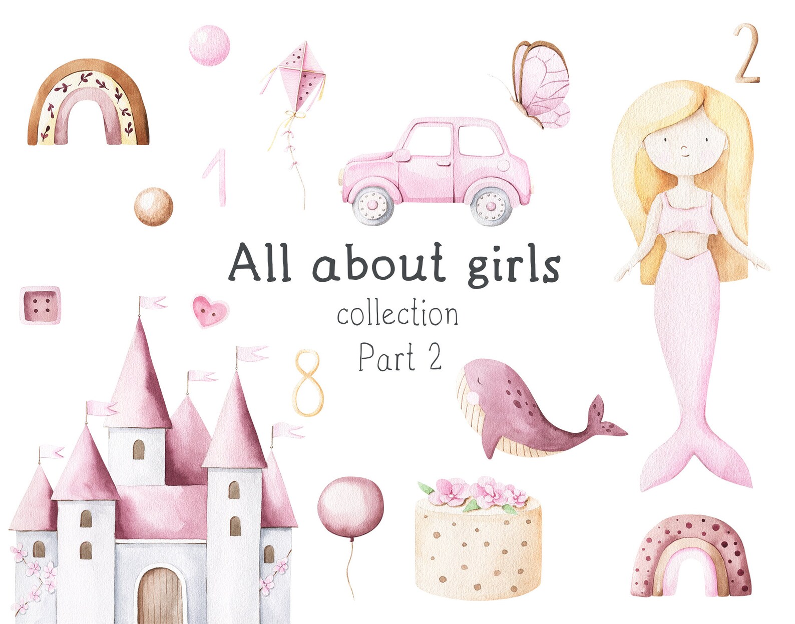 Watercolor Baby Girl Clipart. Baby Girl Nautical Clip Art Baby - Etsy