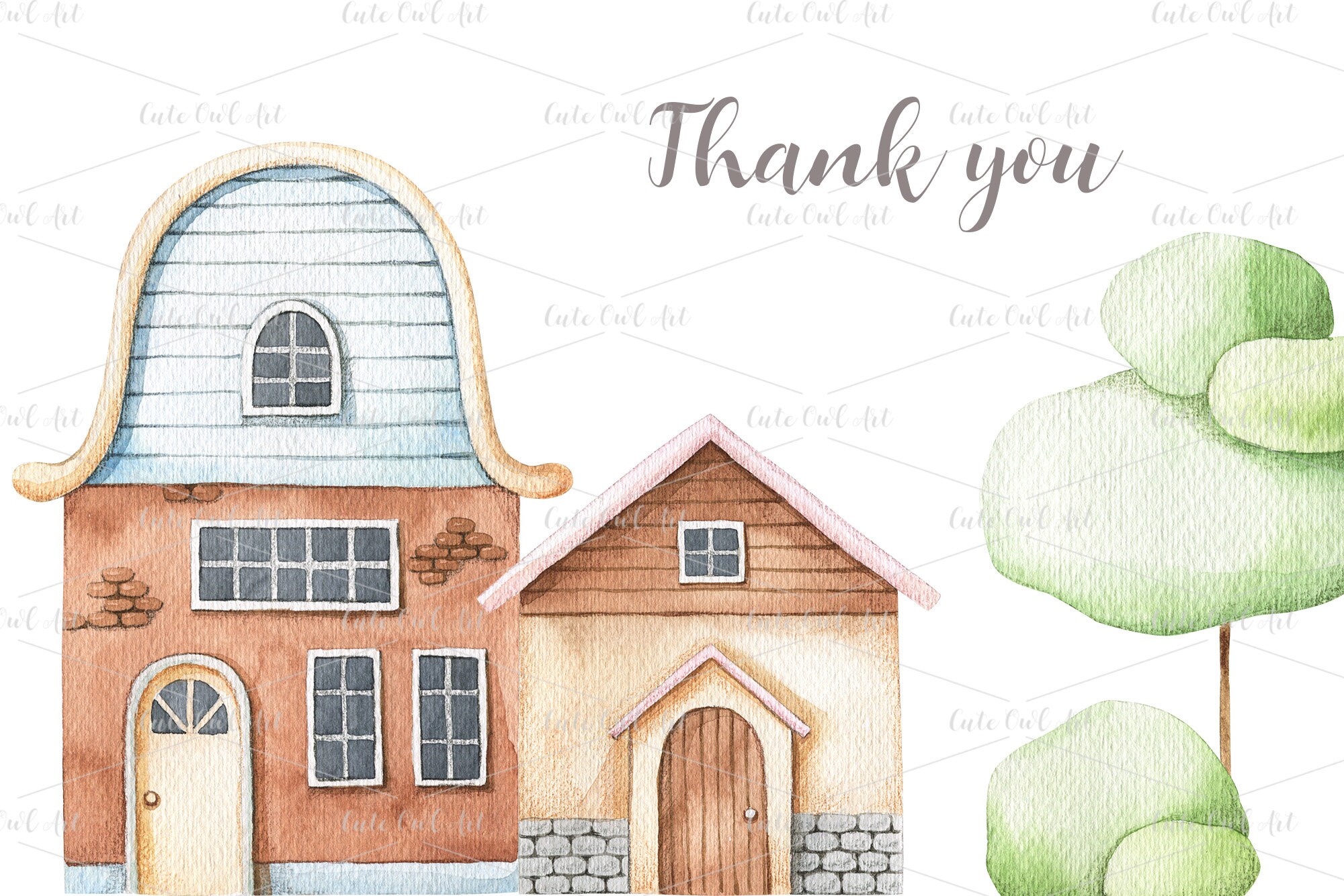 Watercolor House Clipart - Home Clipart - Cottage Clipart - House ...