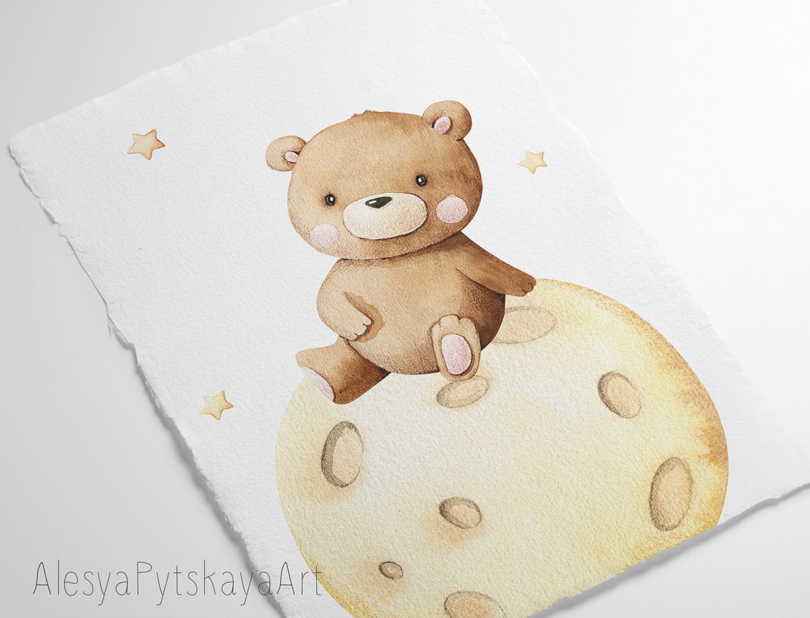 Set of 3 Bear Print Baby Boy Print Newborn Printable Blue - Etsy