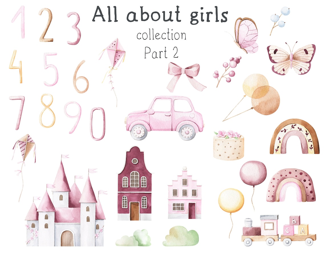 Watercolor Baby Girl Clipart. Baby Girl Nautical Clip Art Baby Shower ...