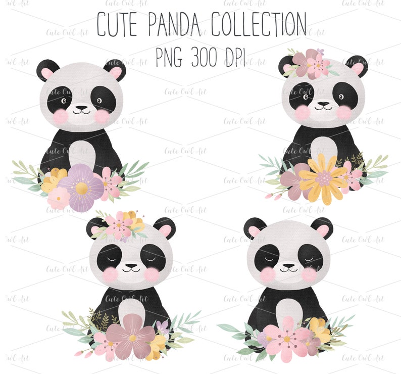 Watercolor Baby Nursery Panda Clipart Digital Kids | Etsy