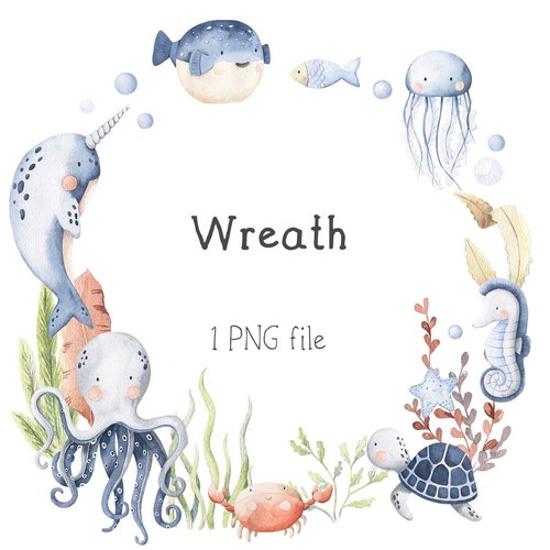 Nautical Wreath. Baby Boy Wreath Clipart. Watercolor Baby - Etsy