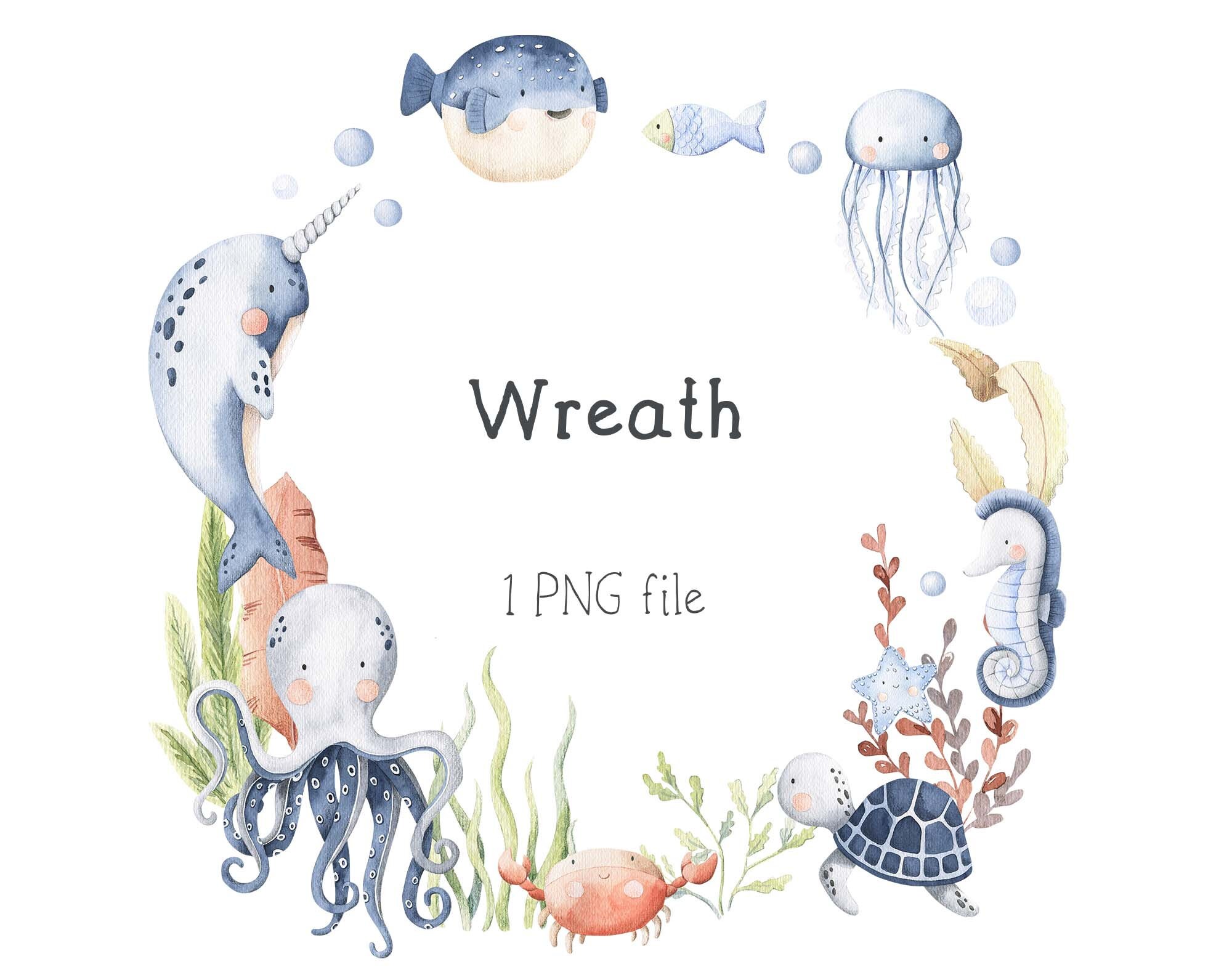 Nautical Wreath. Baby Boy Wreath Clipart. Watercolor Baby - Etsy