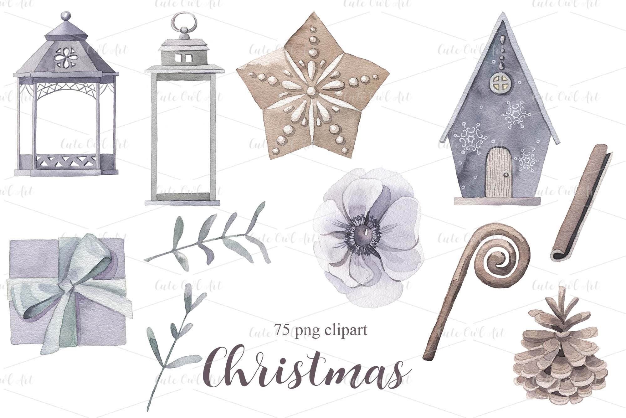 Watercolor Christmas Clipart Winter Holidays Watercolor | Etsy