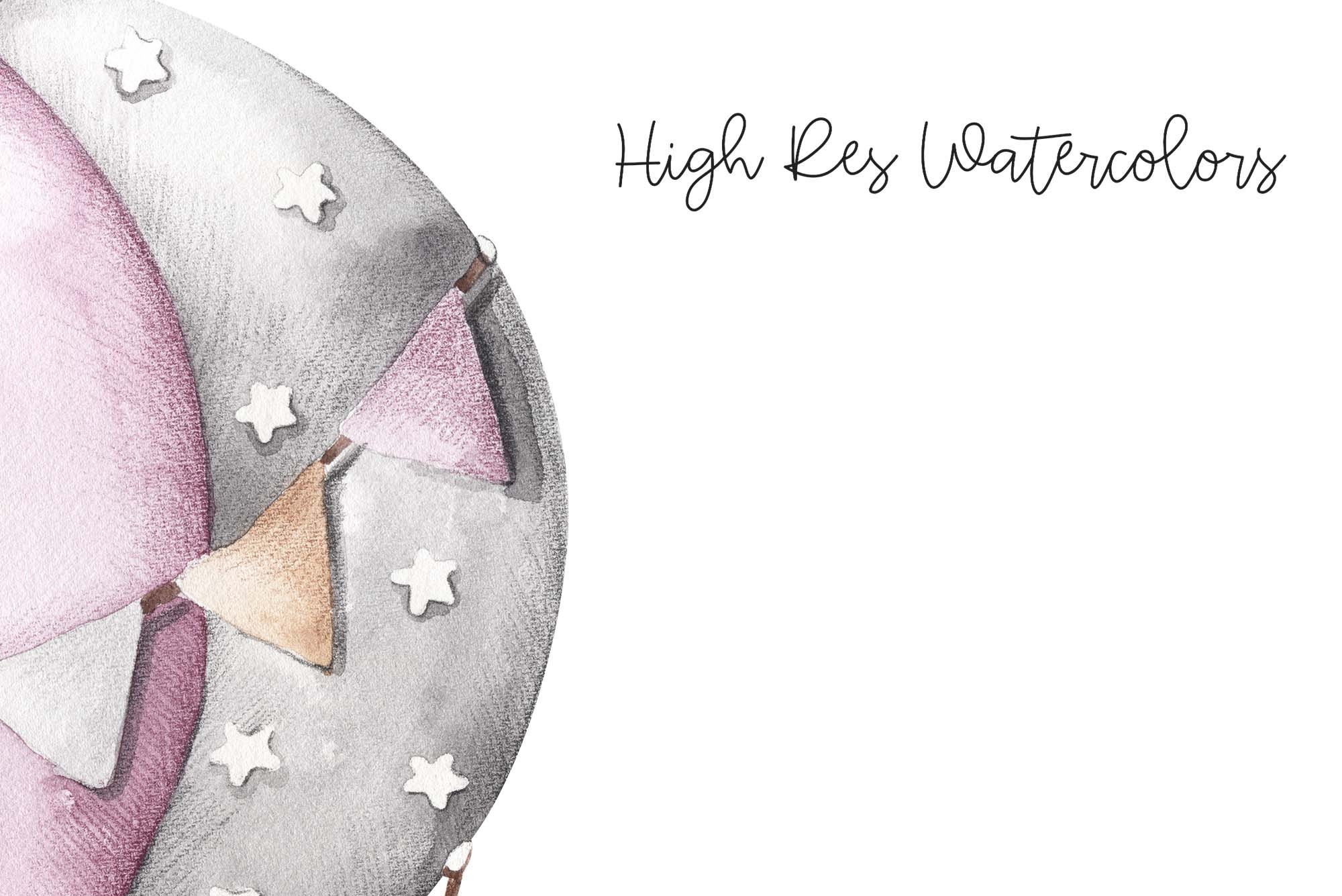 Air Transport Watercolor Clipart, Helicopter Hot Air Balloon Zeppelin ...