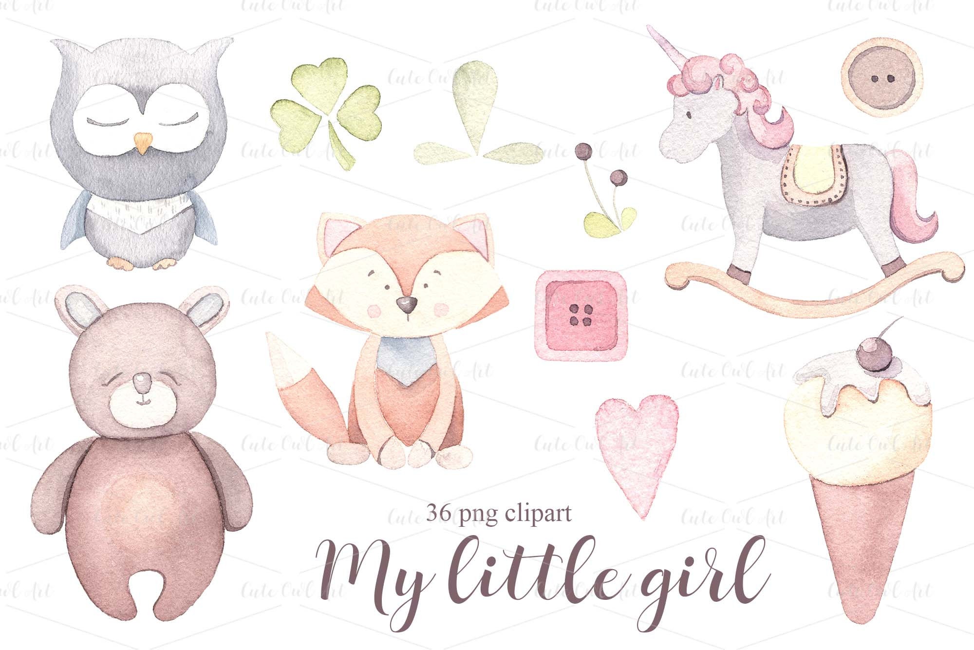 Watercolor Baby Girl Clipart Watercolor Pastel Clipart | Etsy