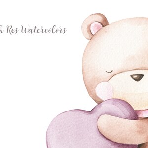 Baby Bear Clipart. Valentine. Watercolor Cute Bear Toy Decor Clip Art ...