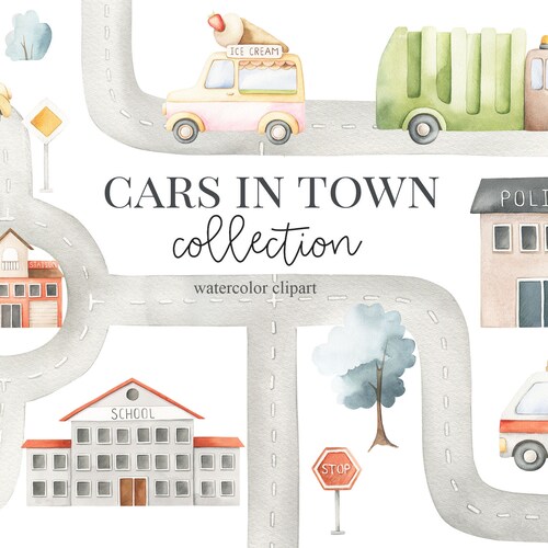 Watercolor Cars Clipart Boy Clipart Nursery Small - Etsy