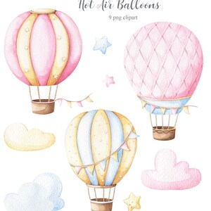 Hot Air Balloon Watercolor Clipart, Kids Clipart, Nursery Decor, Baby ...