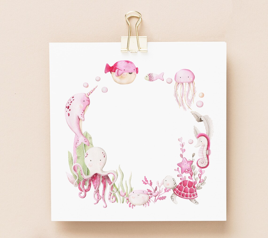 Nautical Wreath. Baby Girl Wreath Clipart. Watercolor Baby - Etsy