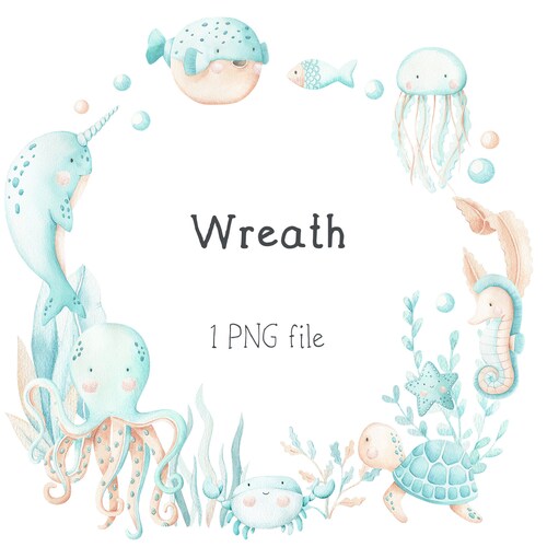 Watercolor Under the Sea Clipart. Baby Girl Mint Turquoise - Etsy Australia