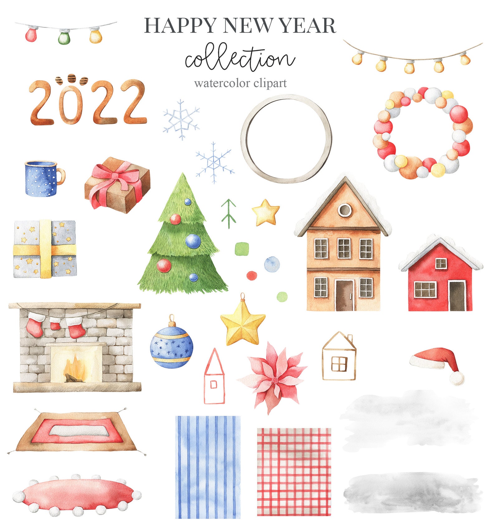 Tiger Christmas Watercolor Clipart Merry Christmas Clip Art Car New ...