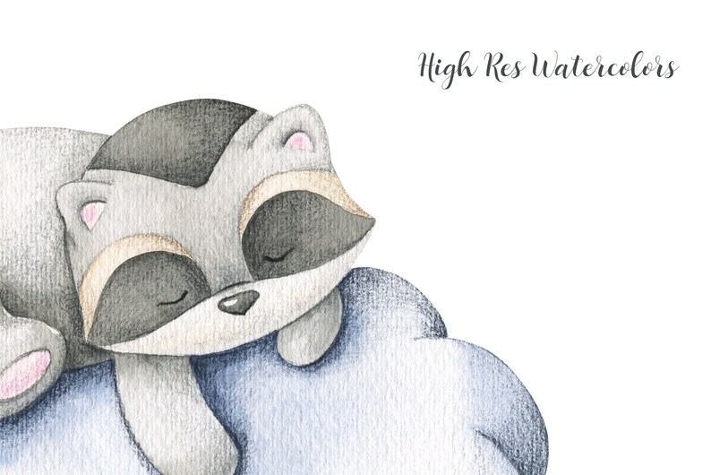 Watercolor Sleeping Animals Woodland Nursery Clipart - Etsy