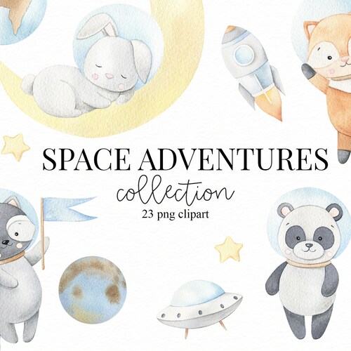 Astronaut and Space Watercolor Clipart Space Digital Print - Etsy