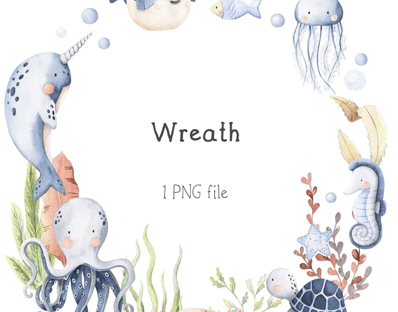 Nautical Wreath. Baby Boy Wreath Clipart. Watercolor Baby Illustrations ...
