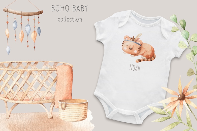 Watercolor Boho Baby Nursery Clipart. Baby Gender Neutral Clip - Etsy