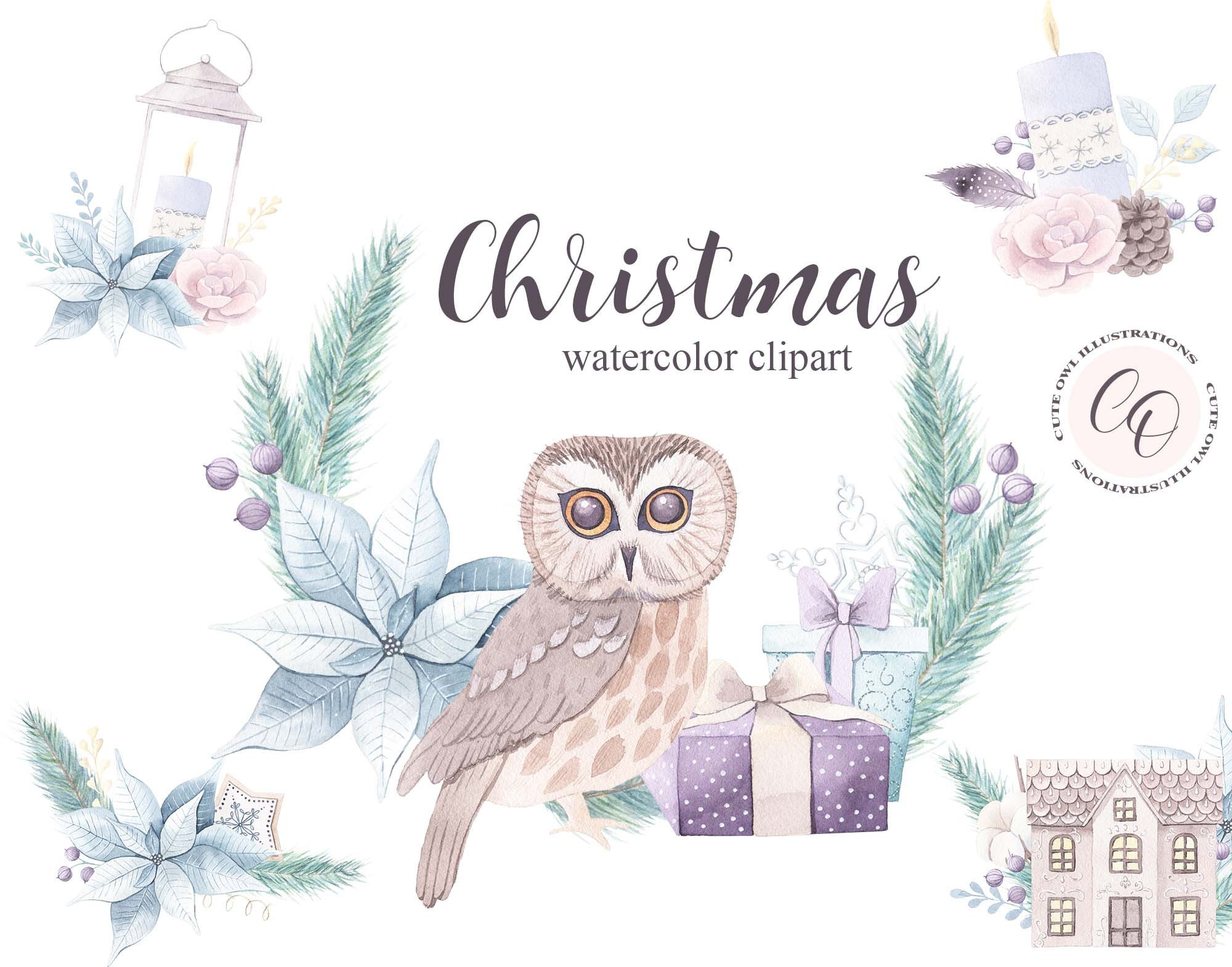 Watercolor Christmas Clipart Winter Holidays Watercolor - Etsy