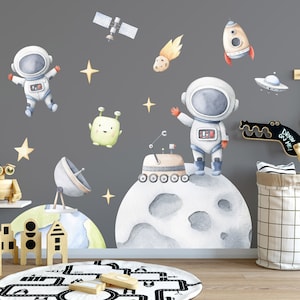 Space Astronaut Alien Rocket Watercolor Clipart Planet Clip Art Digital ...