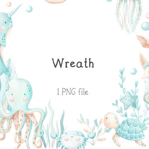Nautical Wreath. Baby Girl Clipart Mint Turquoise. Watercolor Baby ...