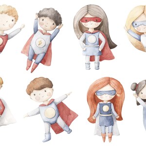 Superhero Watercolor Clipart. Super Hero Nursery Art, Wall Decor. Girls ...