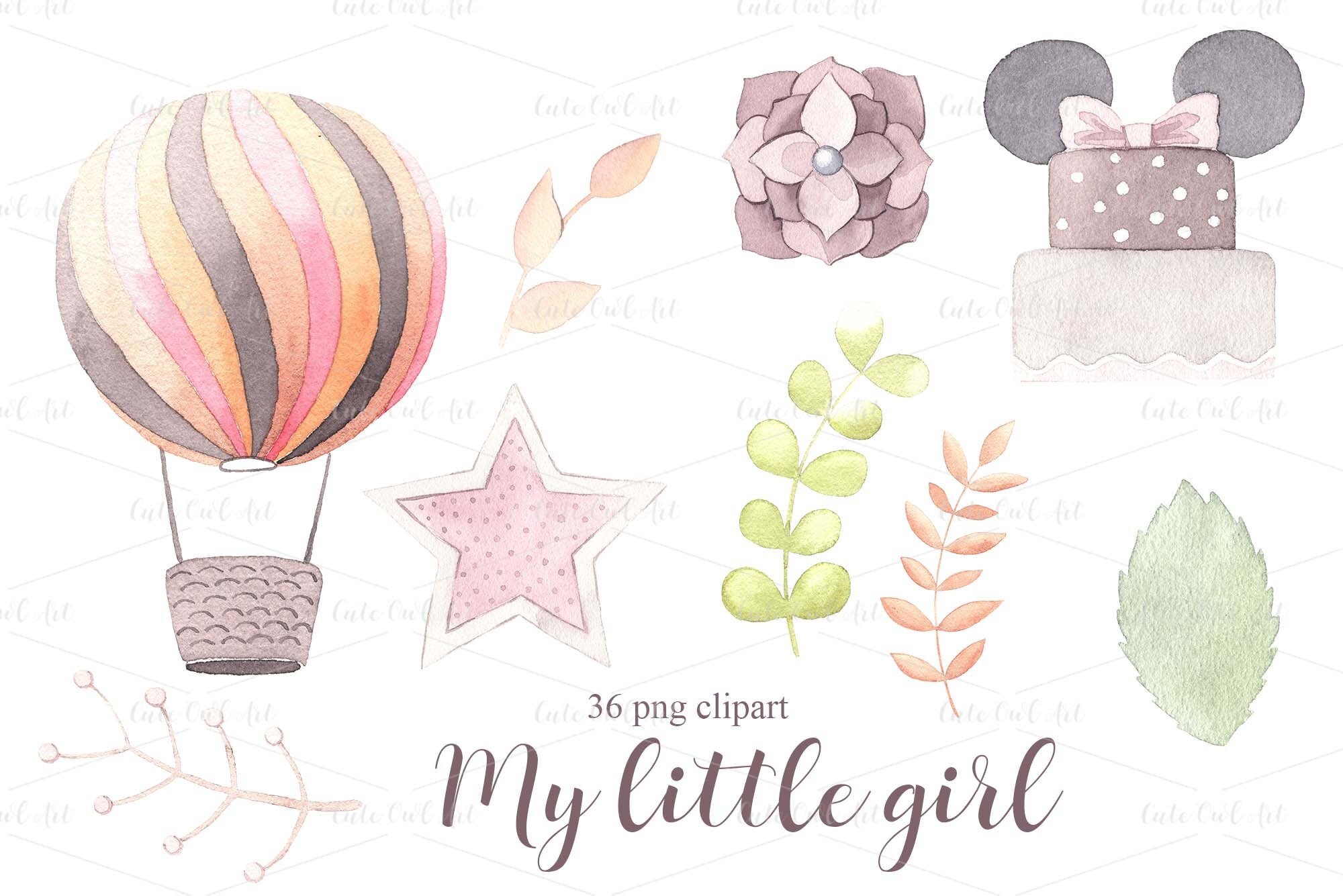 Watercolor Baby Girl Clipart Watercolor Pastel Clipart | Etsy