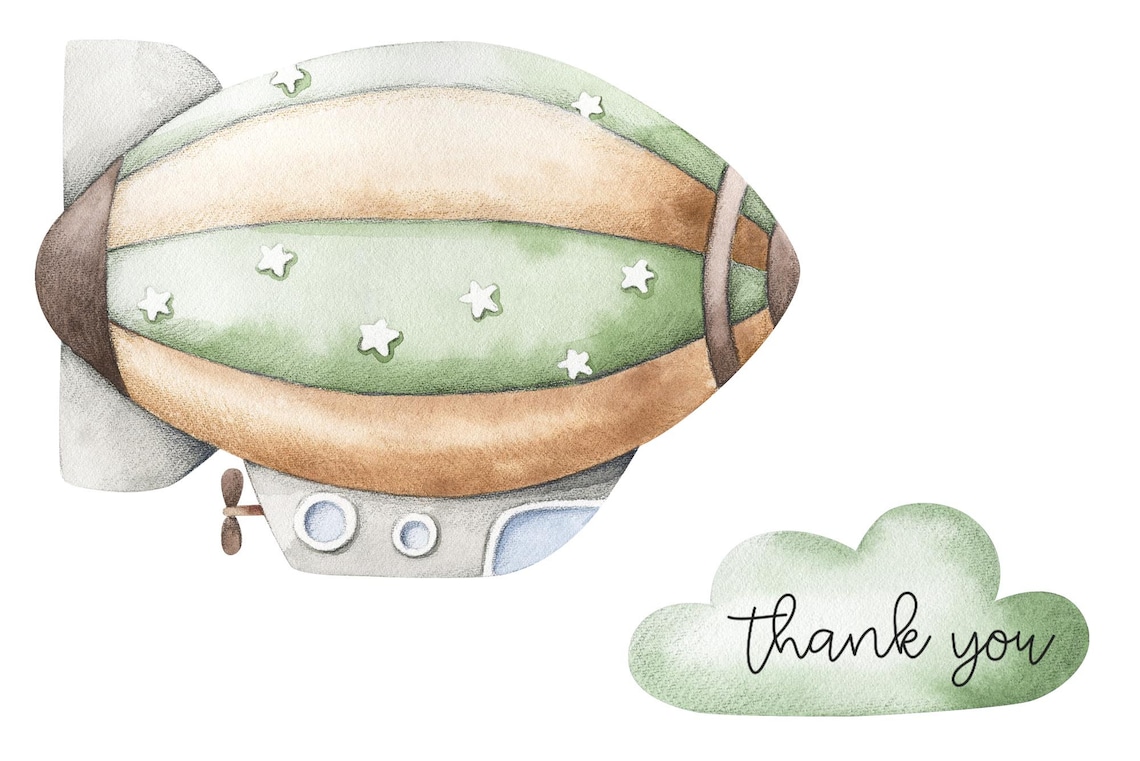 Air Transport Watercolor Clipart Helicopter Hot Air Balloon - Etsy