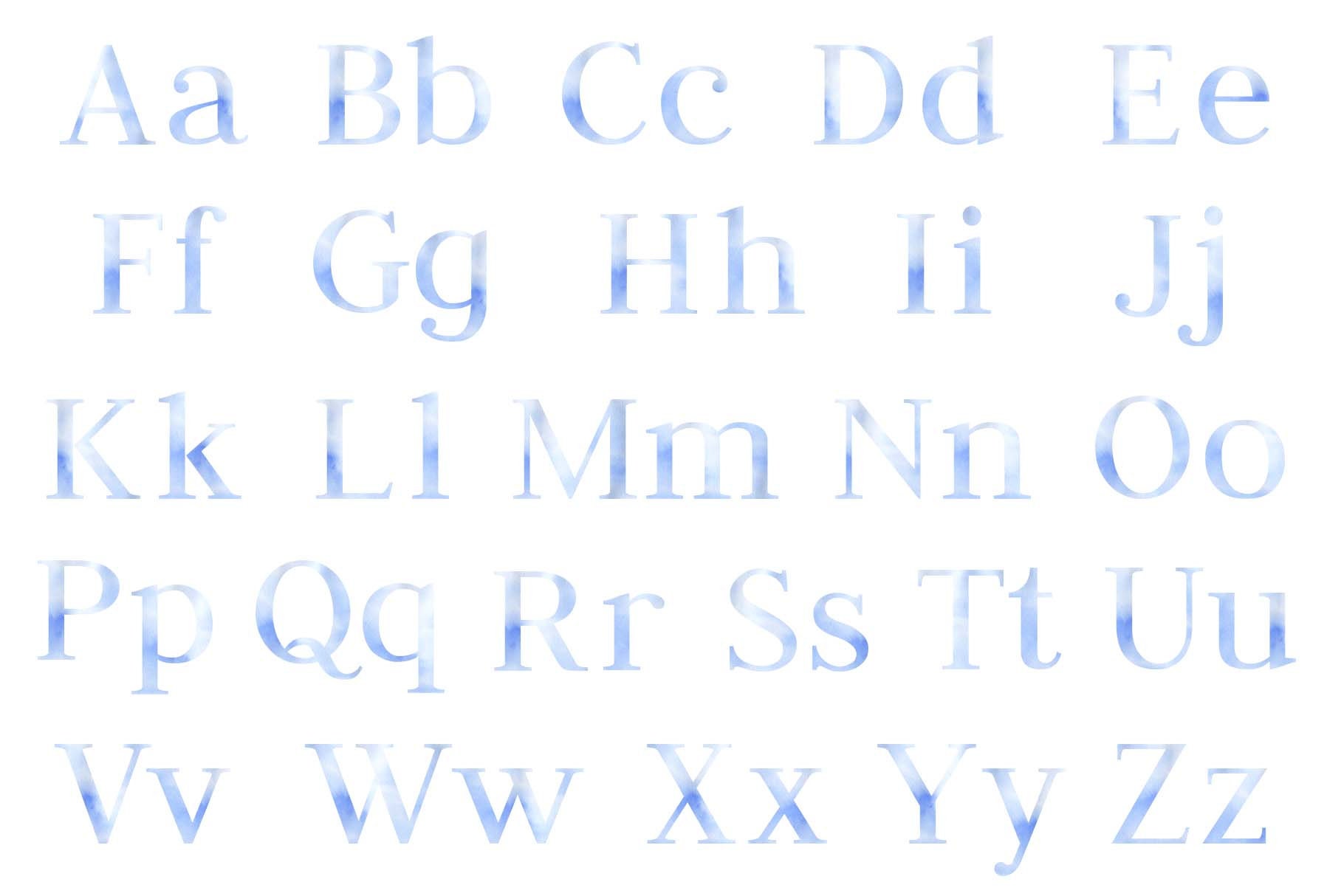 Watercolor Alphabet Clipart Blue. Letters Download. Instant - Etsy