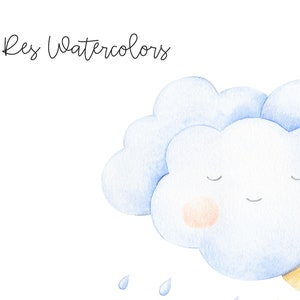 Watercolor Weather Clipart. Sun Clouds Thunderstorm. Baby Clip Art Baby ...