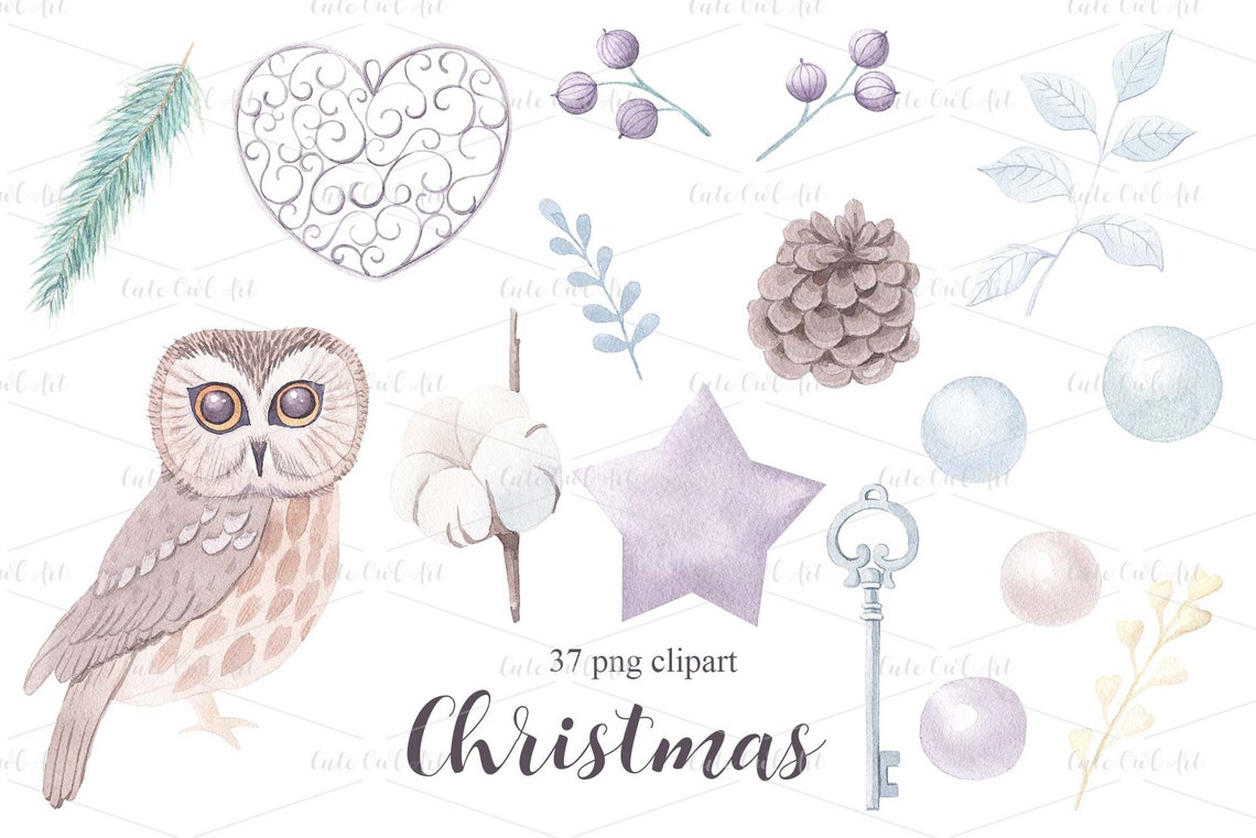 Watercolor Christmas Clipart Winter Holidays Watercolor - Etsy