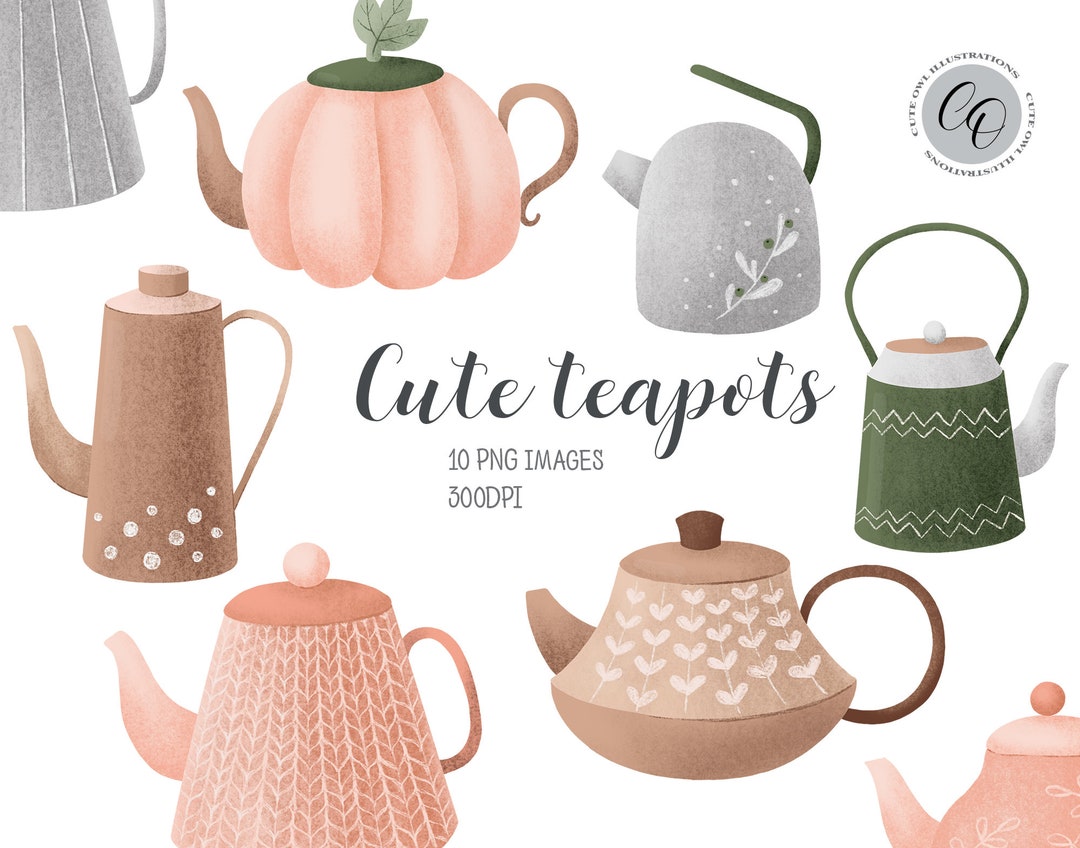 Watercolor Teapots Clipart, Teapot Clipart, Kettle, Coffee Pot, Instant ...