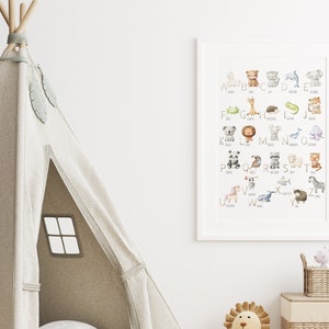 Watercolor Animal Alphabet Babies Clipart. Woodland Safari Nursery Art ...