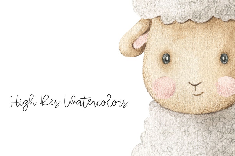 Little Sheep Watercolor Clipart, Animal Pilot, Driver, Kids Clipart ...