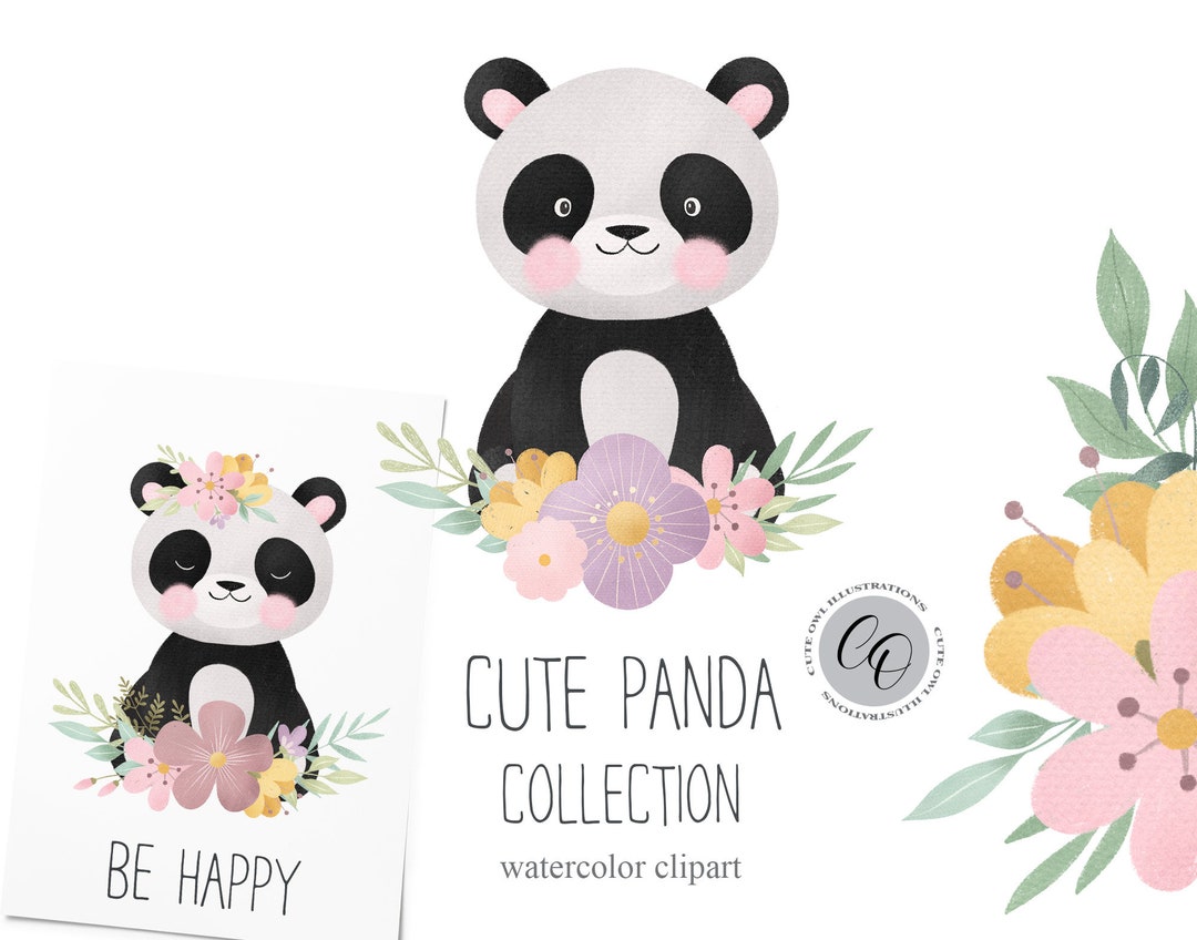 Watercolor Baby Nursery Panda Clipart Digital Kids Illustration Nursery ...