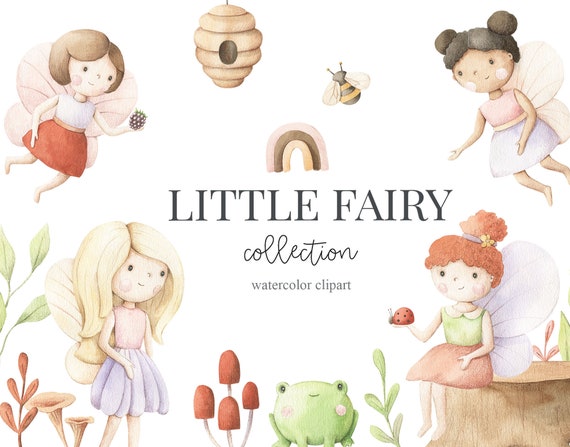 Fairy Watercolor Clipart Fairy Garden Cute Watercolor Fairy - Etsy