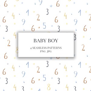 Baby Boy Seamless Pattern / Watercolor Nautical Numbers Whales Dots ...