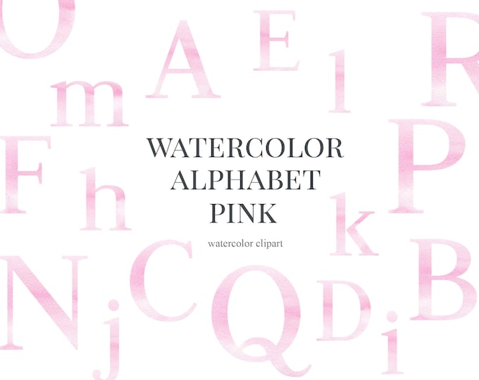 Watercolor Pink Alphabet PNG Clipart- Hand Painted Clipart Set- Kids ...
