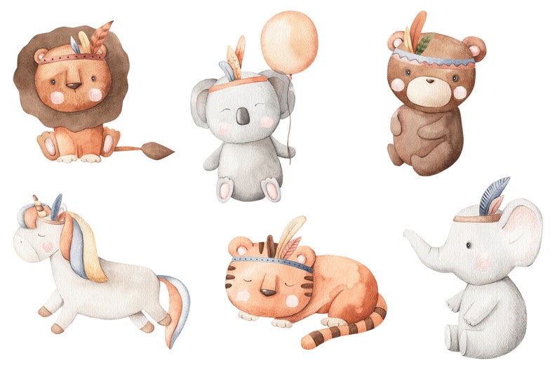 Watercolor Boho Baby Nursery Clipart. Baby Gender Neutral Clip - Etsy