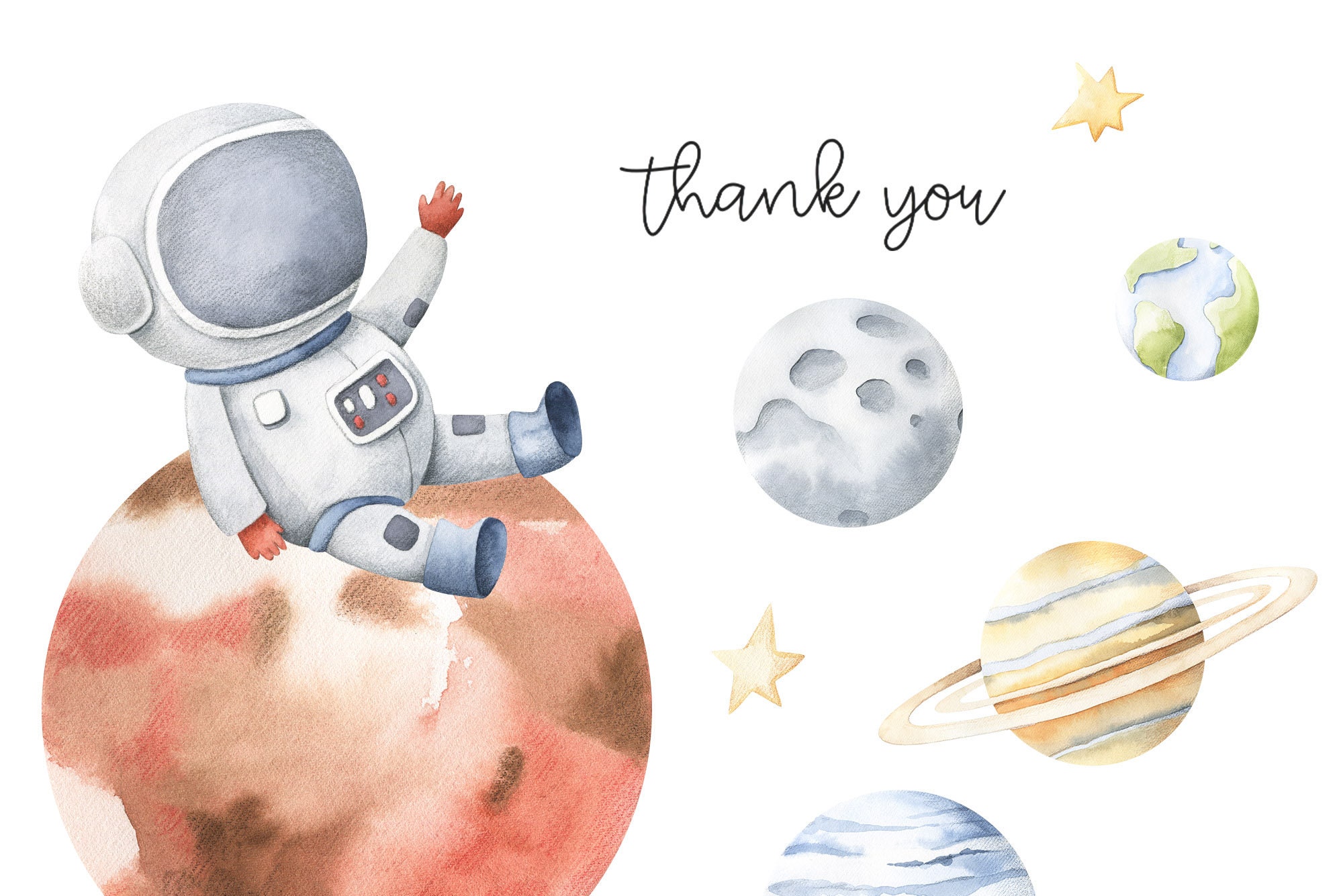 Space Astronaut Alien Rocket Watercolor Clipart Planet Clip | Etsy