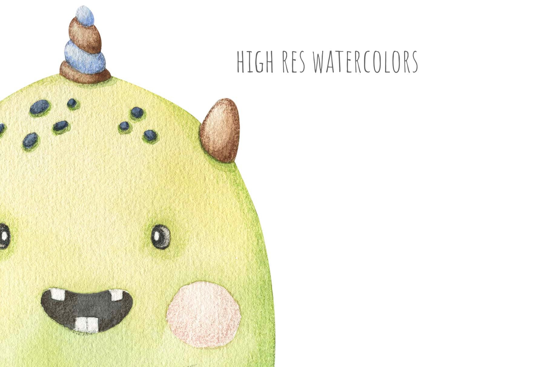 Monsters Watercolor Clipart. Cute Monsters Nursery Art Wall - Etsy