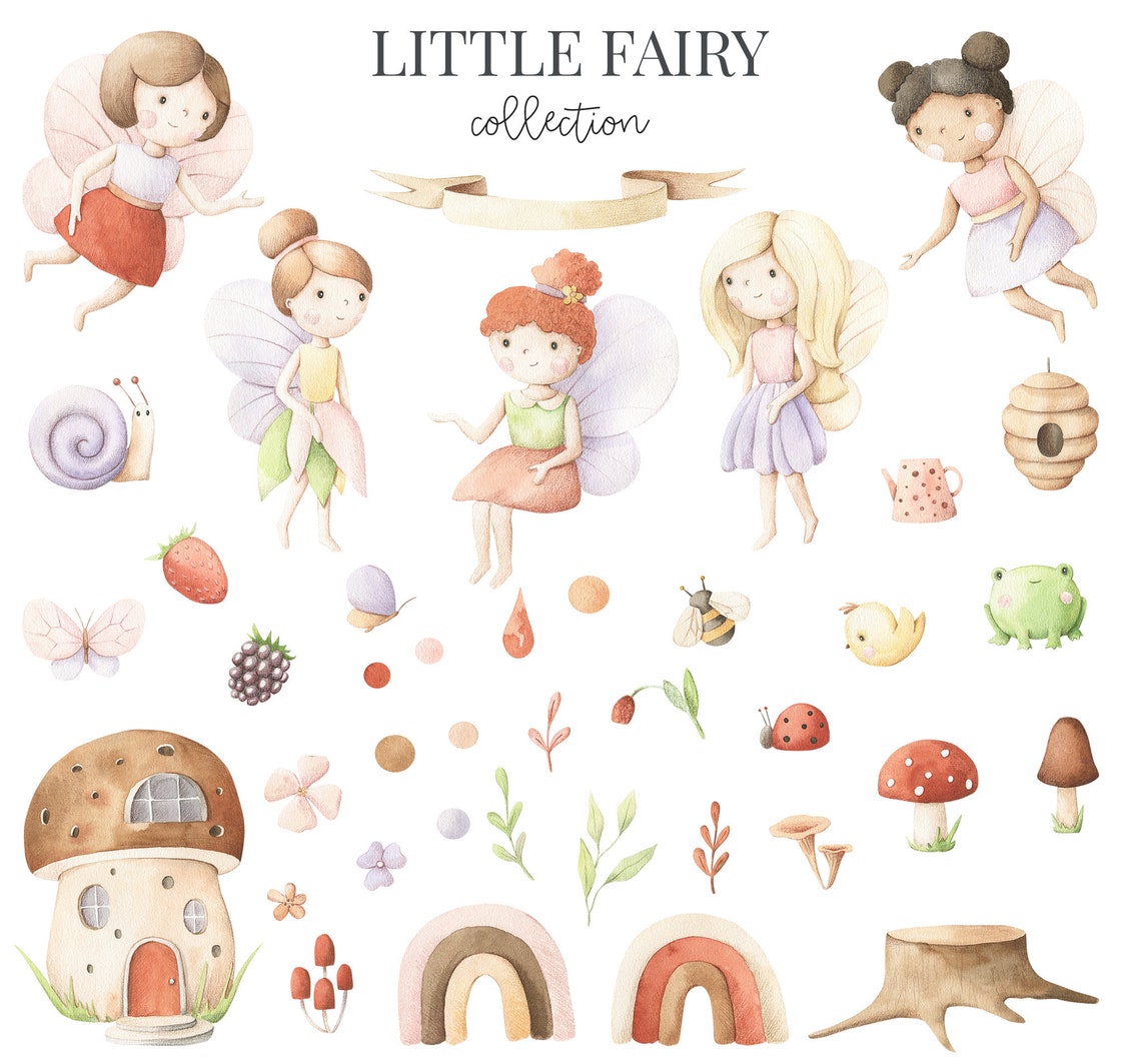 Fairy Watercolor Clipart, Fairy Garden, Cute Watercolor Fairy, Kids ...