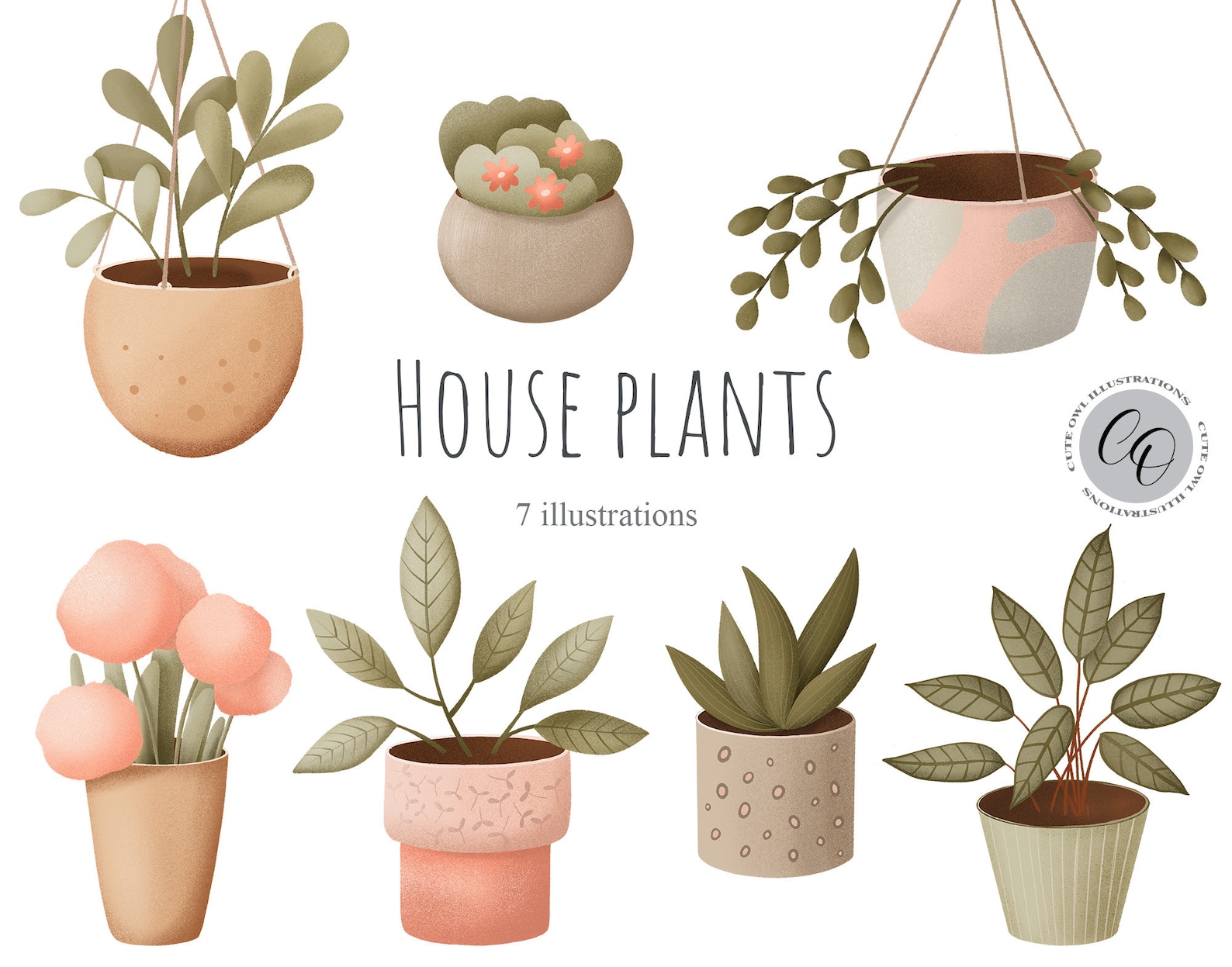 House Plant Clipart Green Indoor Greenery Florals | Etsy