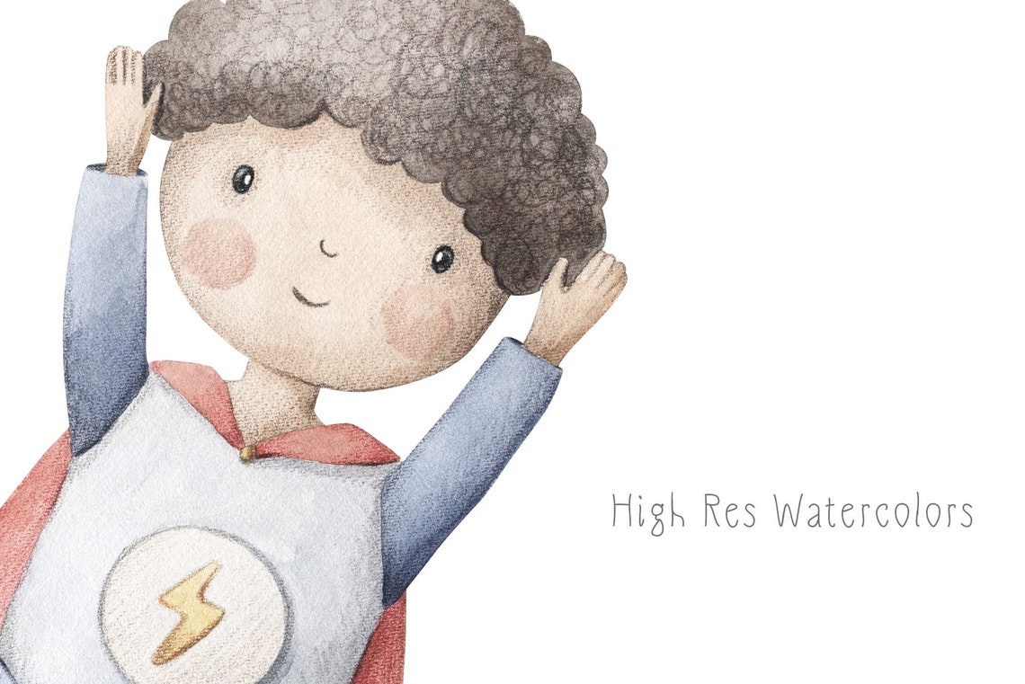 Superhero Watercolor Clipart. Super Hero Nursery Art Wall - Etsy