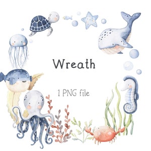 Nautical Wreath. Baby Boy Wreath Clipart. Watercolor Baby Illustrations ...